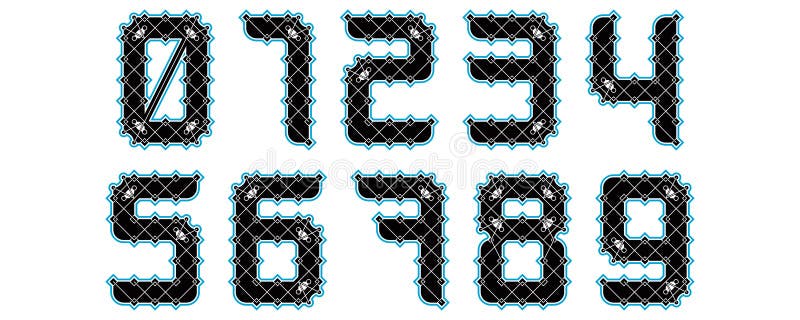 Crosswise Vintage Numbers.Art Font.Vector Numerals. Stock Illustration ...