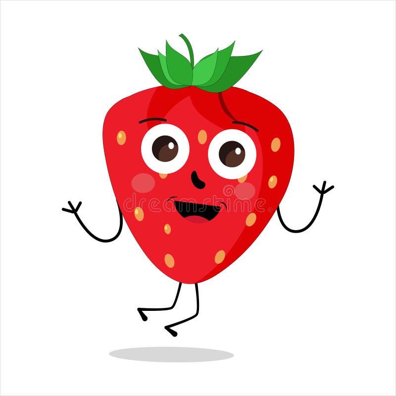 Strawberry Fruit Cartoon Mascot Character. Strawberry Icon Stock Vector ...