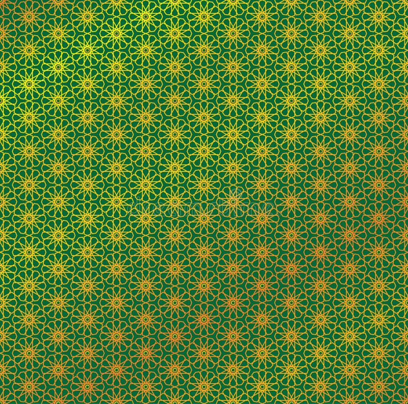 Golden Islamic Geometric Pattern on Green Background Vector ...