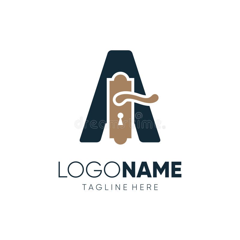 Letter a Door Knop Handles Logo Design Vector Icon Graphic Emblem ...