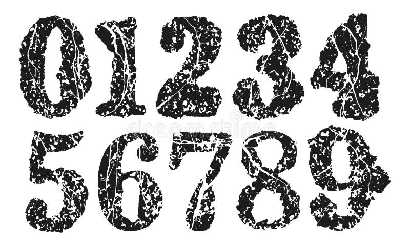 Grunge Style Vector Numbers.Art Font. Stock Illustration - Illustration ...