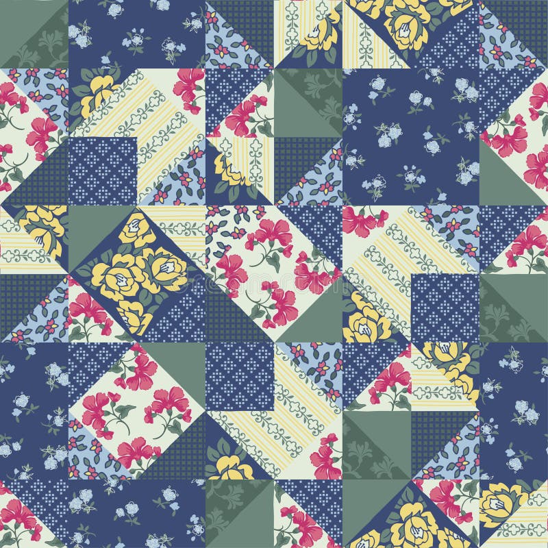 Vector Colorful Abstract Hand Drawn Seamless Patchwork Pattern with ...