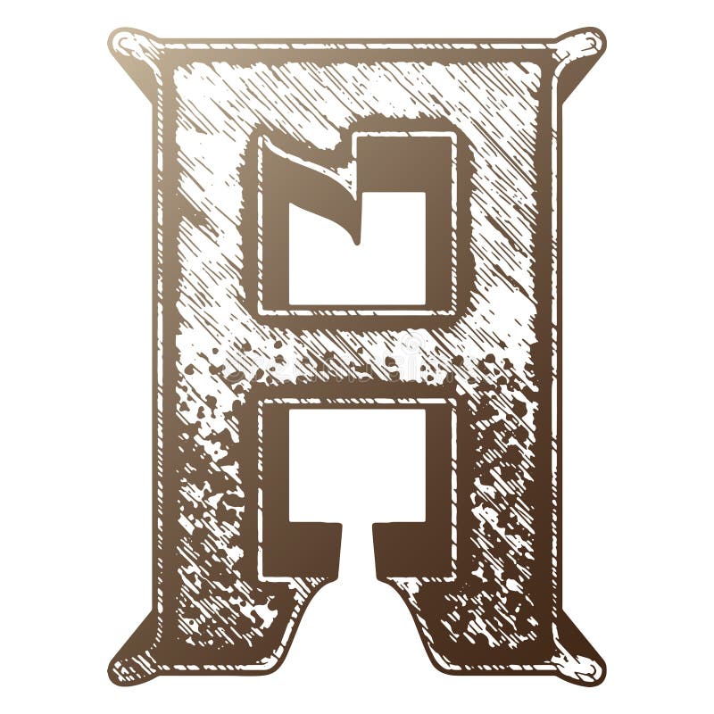 Ancient Art Font.Brown Decorative Letter Isolated on White Background ...