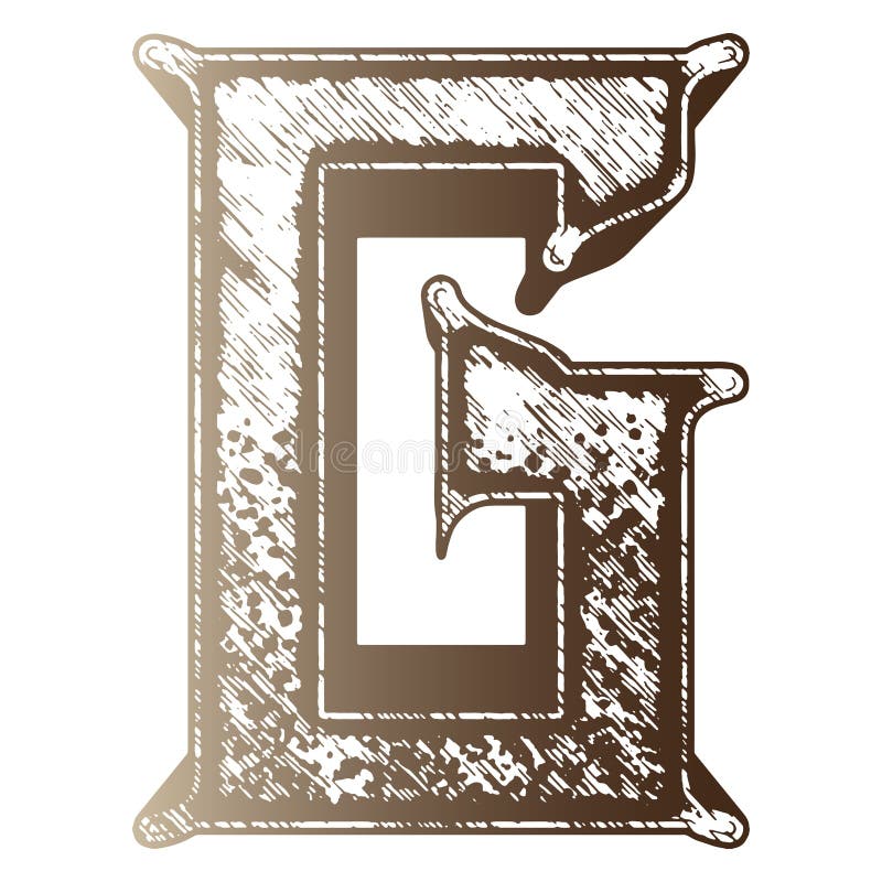 Ancient Art Font.Brown Decorative Letter Isolated on White Background ...