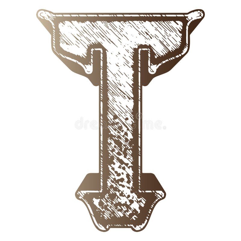 Ancient Art Font.Brown Decorative Letter Isolated on White Background ...