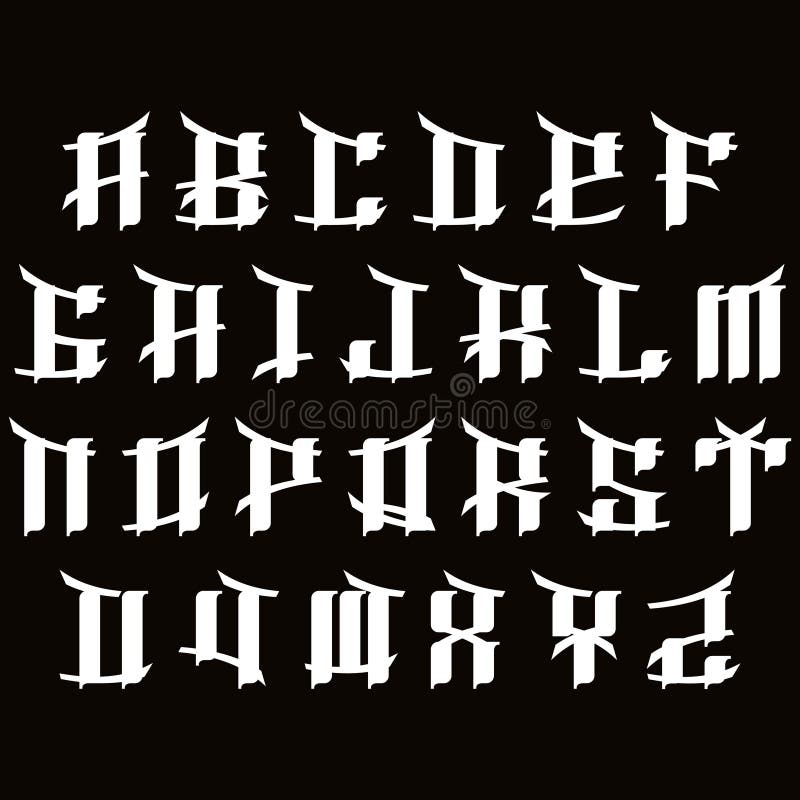 Modern Gothic Decorative Alphabet.Art Font.Vector Illustration. Stock ...