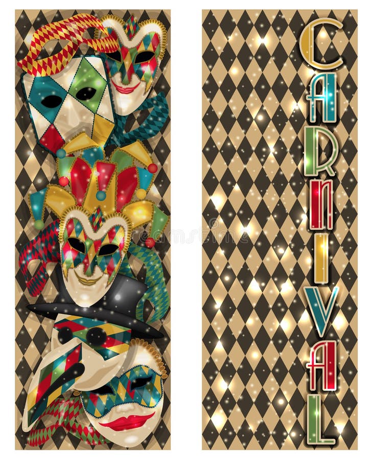 Carnival Mask , Two Banners in Art Deco Style , Vector Stock Vector ...