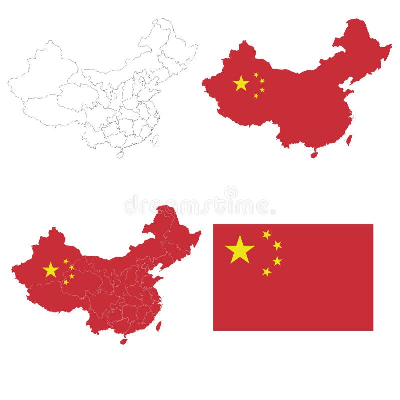 Set of Territories of the Country with the Flag of China Stock Vector ...
