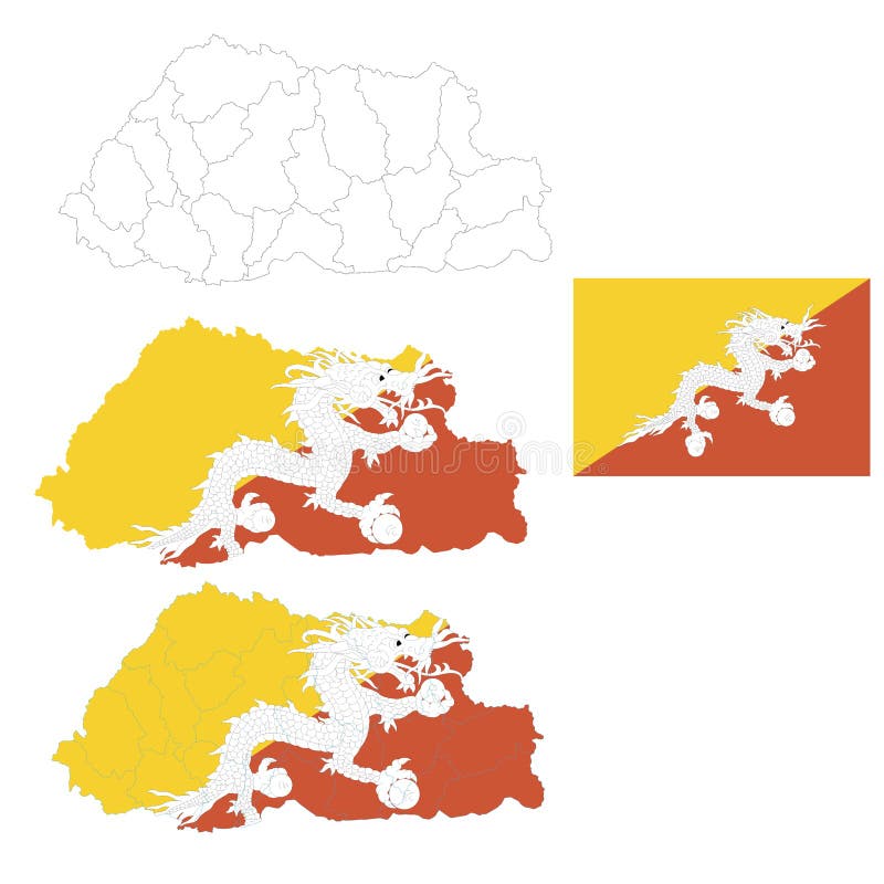 Set of Territories of the Country with the Flag of Bhutan Stock Vector ...