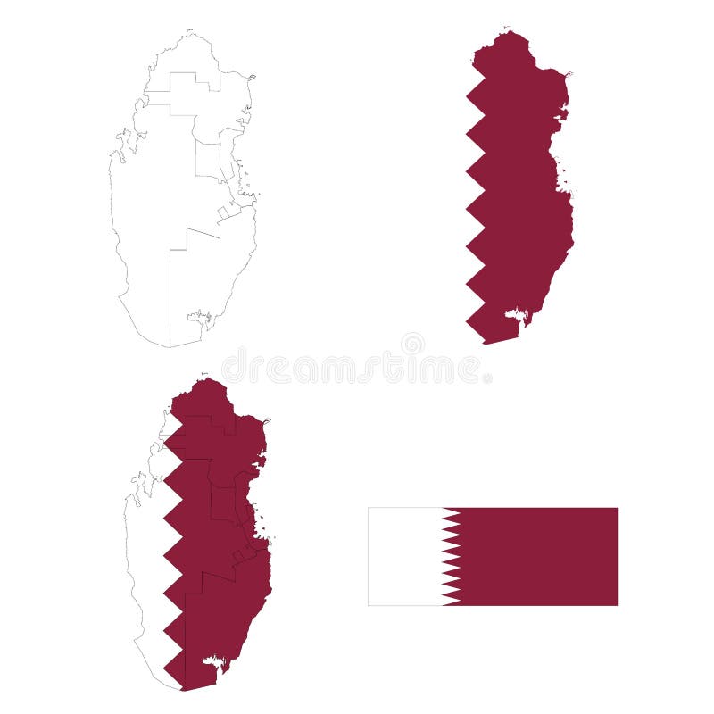 Set of Territories of the Country with the Flag of Qatar Stock Vector ...