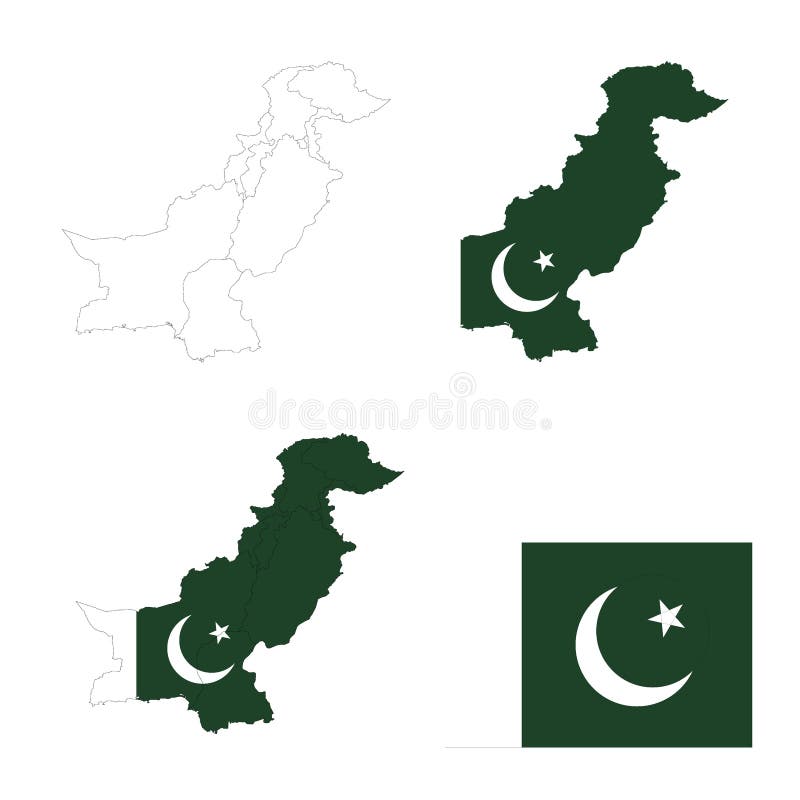 Set of Territories of the Country with the Flag of Pakistan Stock ...