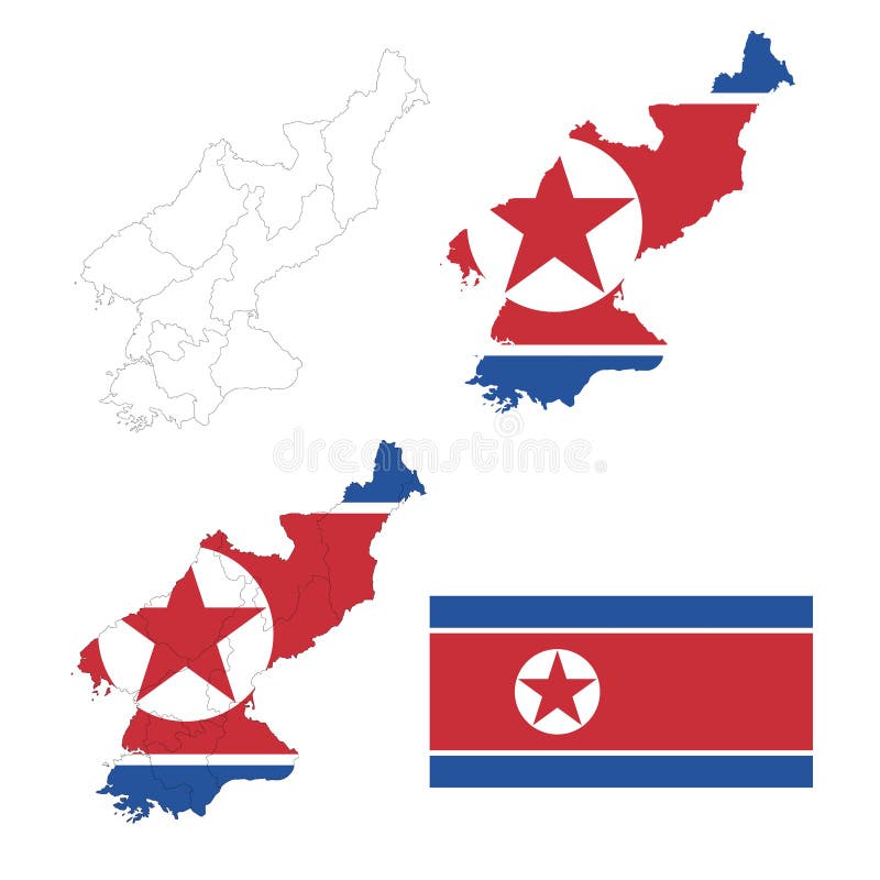 Set of Territories of the Country with the Flag of North Korea Stock ...