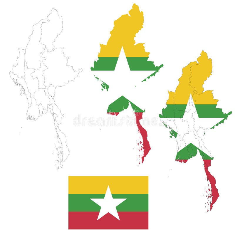 Set of Territories of the Country with the Flag of Myanmar Stock Vector ...