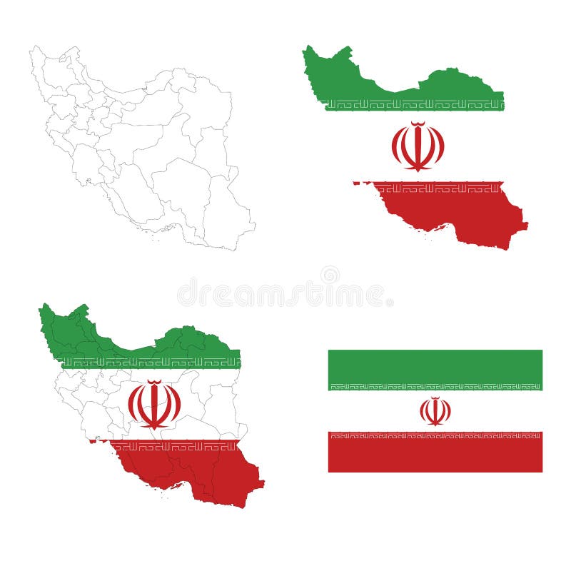 Set of Territories of the Country with the Flag of Iran Stock Vector ...