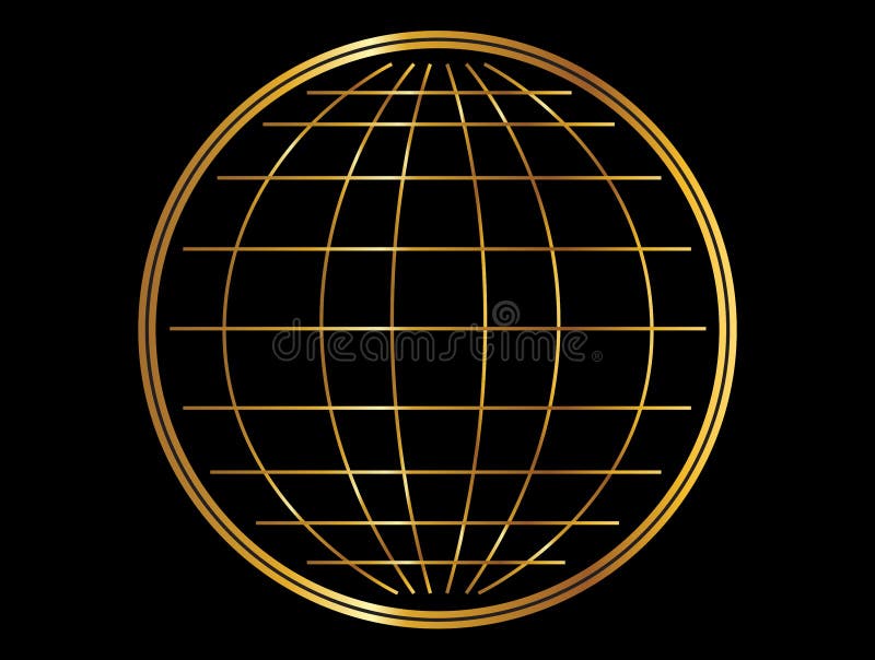 Gold Globe Icon. Glossy Earth Business Industry Vector Concept Stock ...