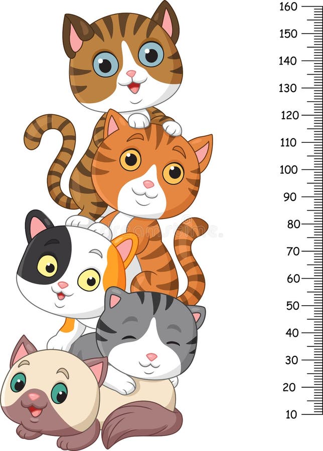 Cartoon Cute Cats with Meter Wall Stock Vector - Illustration of baby ...
