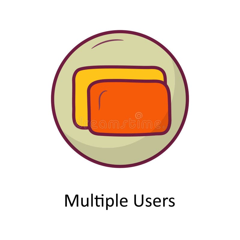 Multiple Users Solid Fill Outline Icon Design Illustration. Media ...