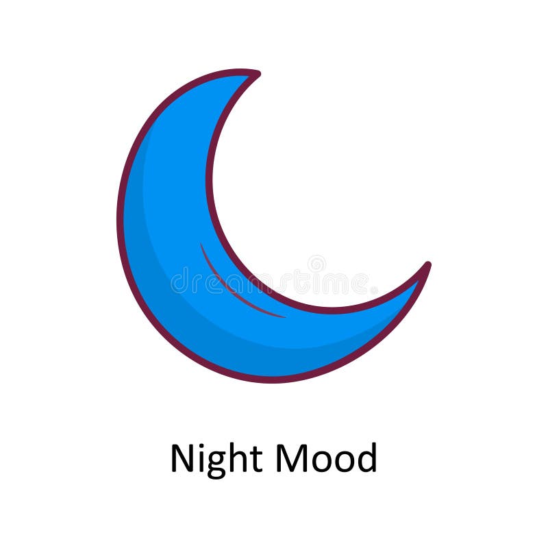 Night Mood Solid Fill Outline Icon Design Illustration. Media Control ...