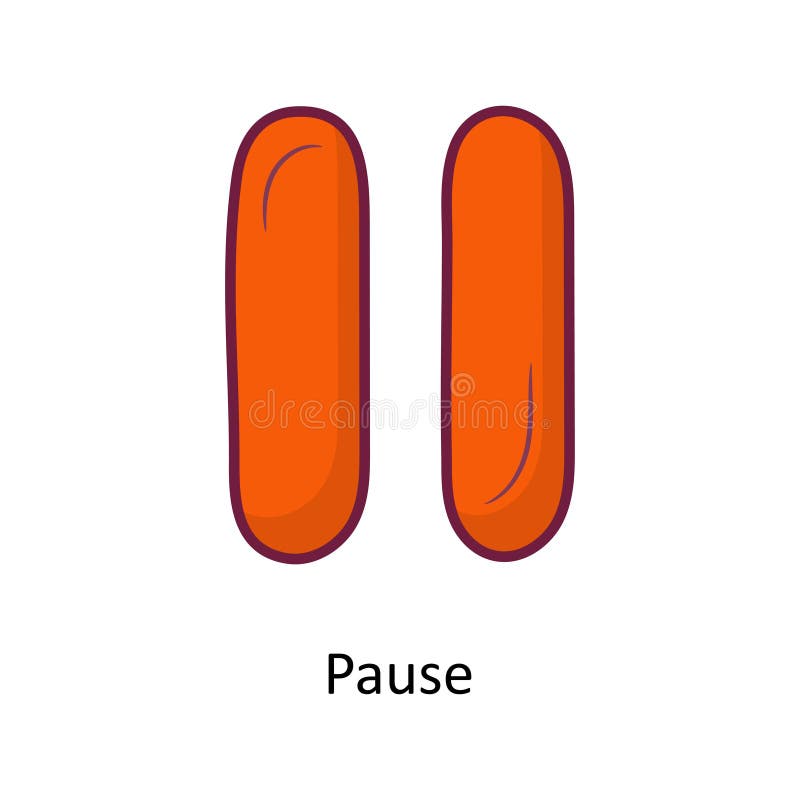 Pause Solid Fill Outline Icon Design Illustration. Media Control Symbol ...