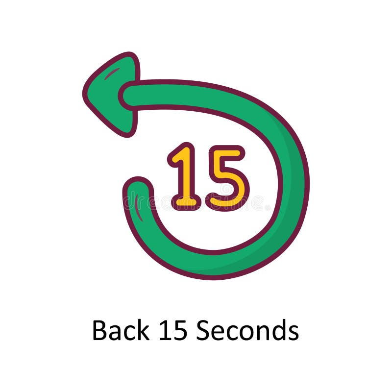 Back 15 Seconds Solid Fill Outline Icon Design Illustration. Media ...