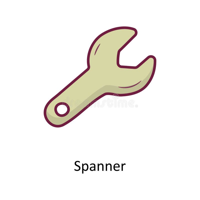 Spanner Solid Fill Outline Icon Design Illustration. Media Control ...