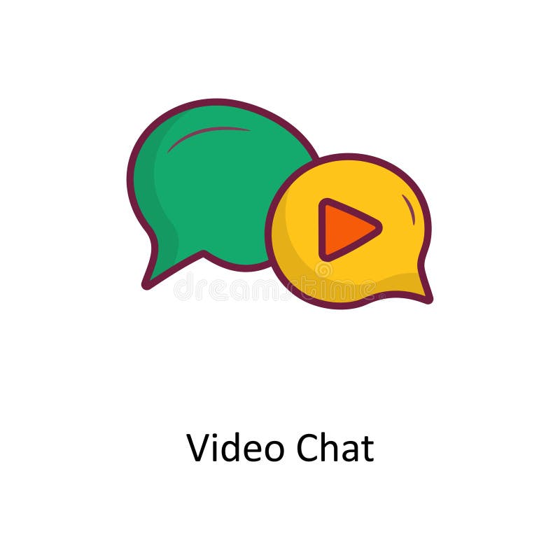 Video Chat Solid Fill Outline Icon Design Illustration. Media Control ...