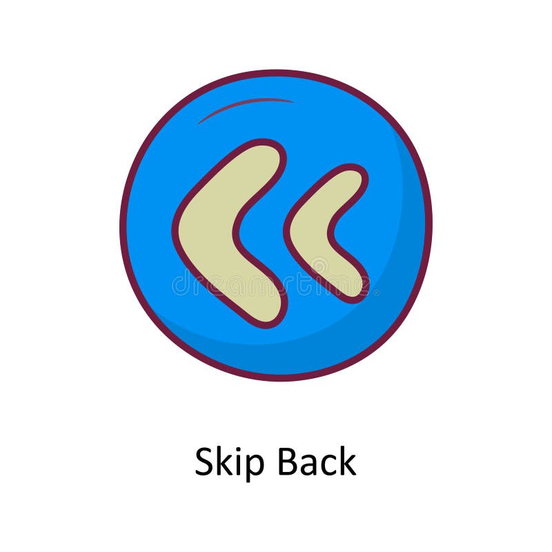 Skip Back Solid Fill Outline Icon Design Illustration. Media Control ...