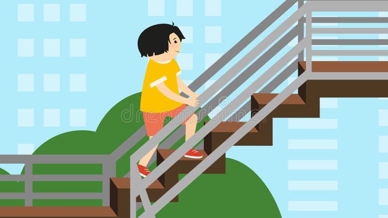 Child Walking Down Stairs Clipart