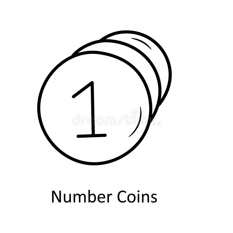 Number Coins Solid Fill Outline Icon Design Illustration. Media Control ...