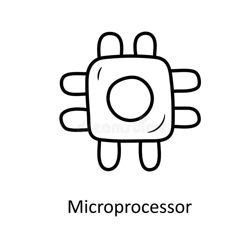 Microprocessor Solid Fill Outline Icon Design Illustration. Media ...