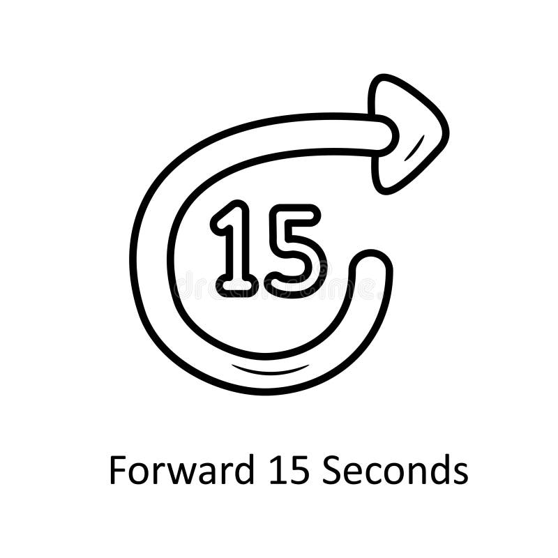 Forward 15 Seconds Solid Fill Outline Icon Design Illustration. Media ...