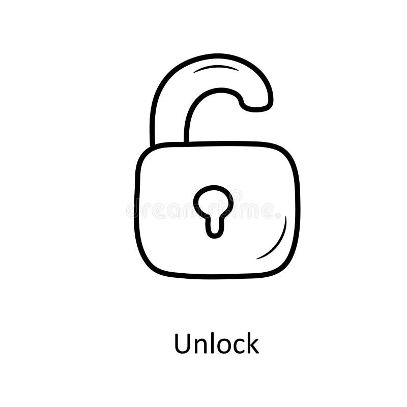 Unlock Solid Fill Outline Icon Design Illustration. Media Control ...