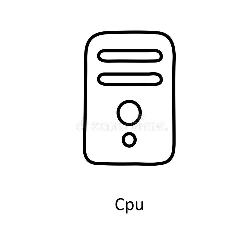 CPU Solid Fill Outline Icon Design Illustration. Media Control Symbol ...