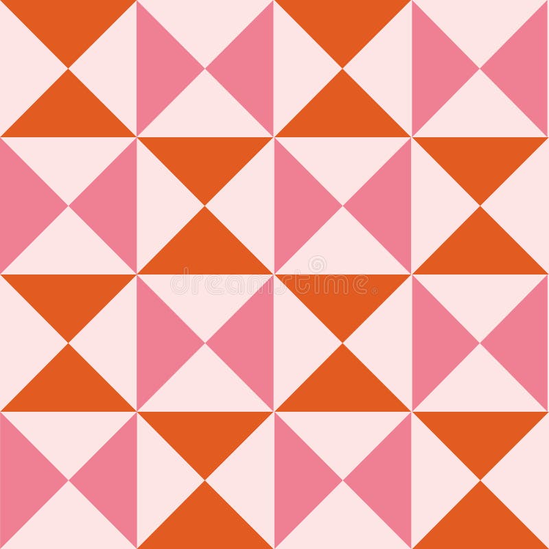 Mid Century Modern Pink and Orange Triangles Seamless Pattern. Stock ...