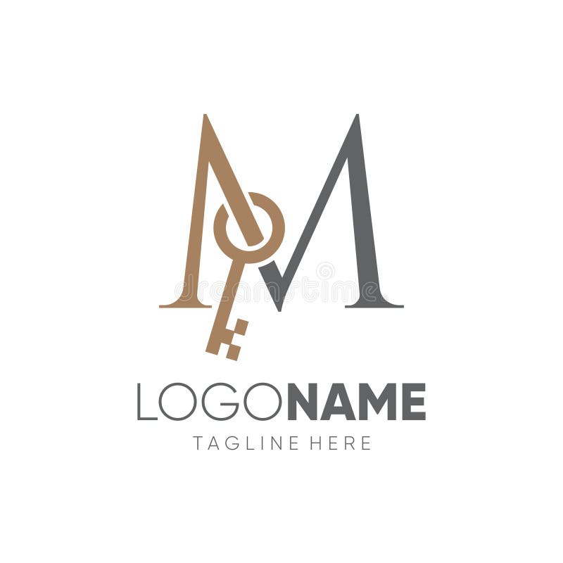 Initial Letter M Key Logo Design Vector Icon Graphic Emblem ...