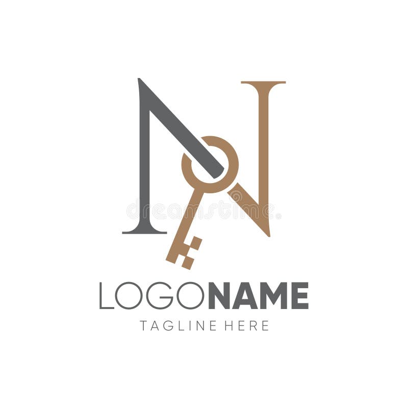 Initial Letter N Key Logo Design Vector Icon Graphic Emblem ...