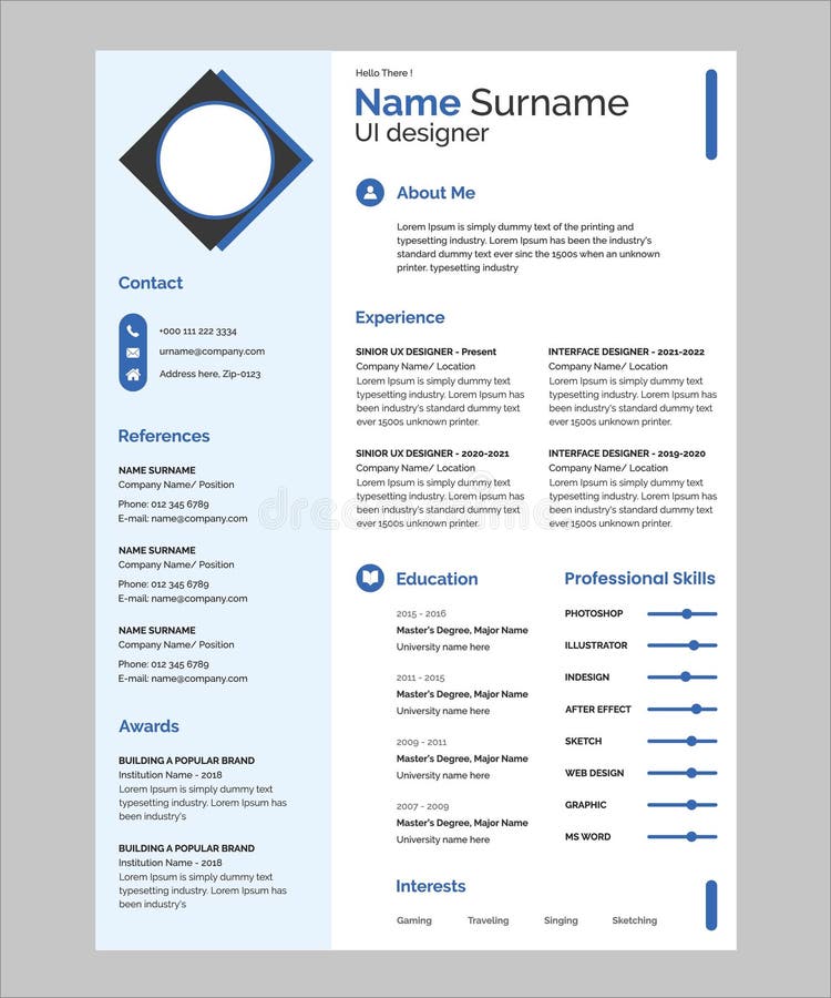 Professional CV Resume Template Design and Letterhead / Cover Letter ...