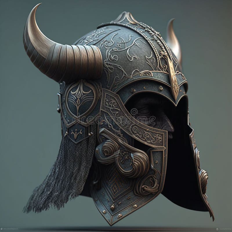 Illustration of a Modern Viking Warrior with a Futuristic Helmet Stock ...