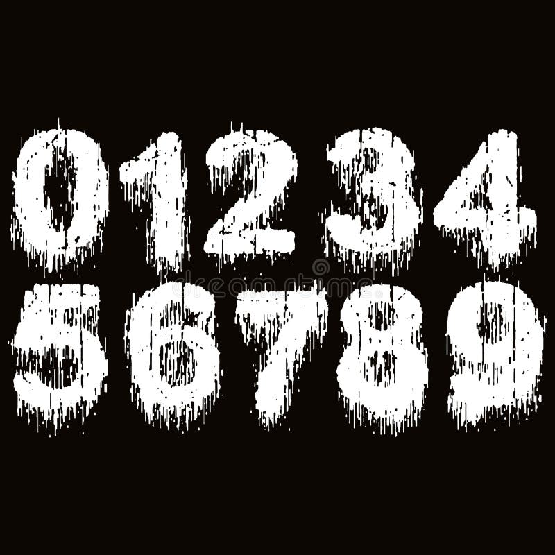 Metal Music Style Numbers.White Typeset on Black Background. Stock ...