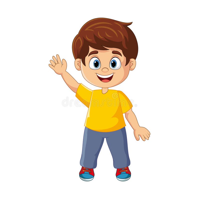 Vector Cartoon Cute Boy Waving Hand Stock Vector - Illustration of ...