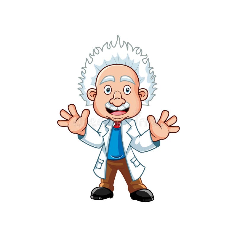 Vector Cartoon Professor Scientist Wearing Lab White Coat Waving Stock ...