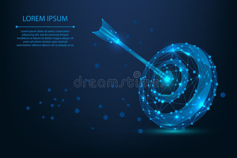 Abstract Mesh Line and Point Bullseye or Target. Low Poly Goal Concept ...