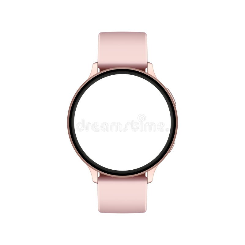 Modern Wrist Watch with Pink Strap, Round Blank Screen Isolated Stock ...