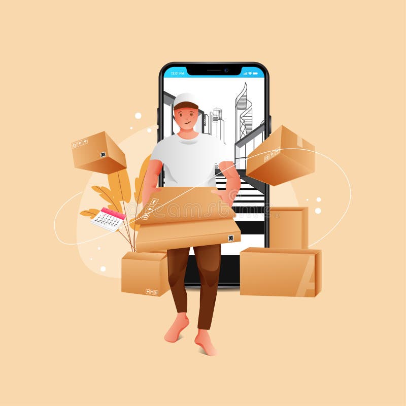 Online Delivery Services from Smartphones Stock Vector - Illustration ...