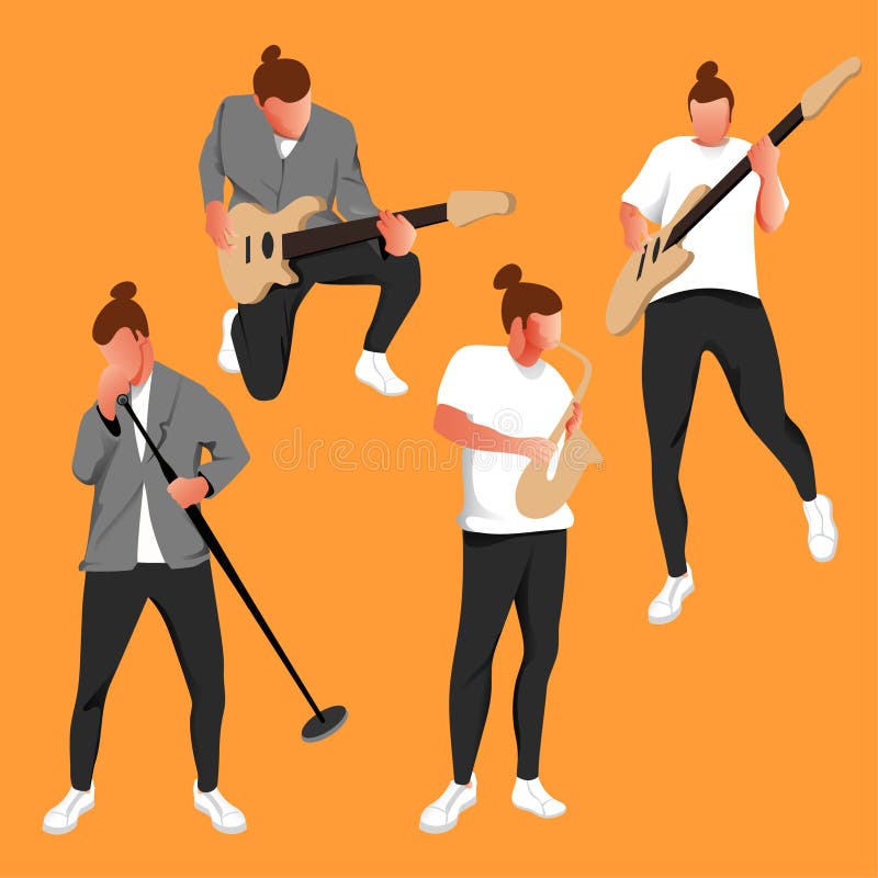 Character Design Playing Kinds of Music Stock Illustration ...