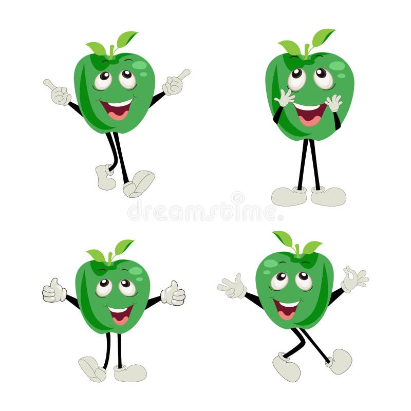 Apple Cartoon Character Illustration of a Happy Apple Character Stock ...