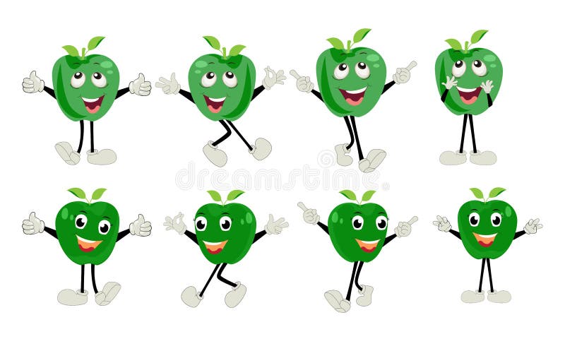 Apple Cartoon Character Illustration of a Happy Apple Character Stock ...