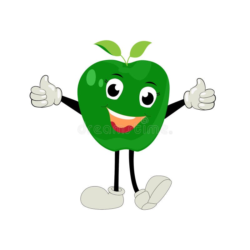 Apple Cartoon Character Illustration of a Happy Apple Character Stock ...