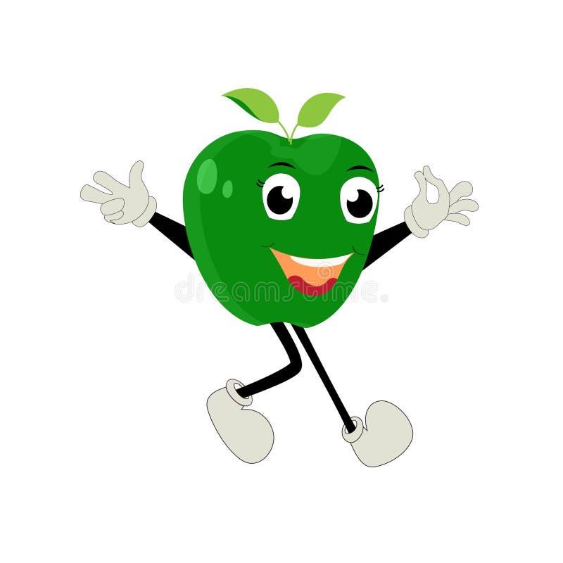 Apple Cartoon Character Illustration of a Happy Apple Character Stock ...