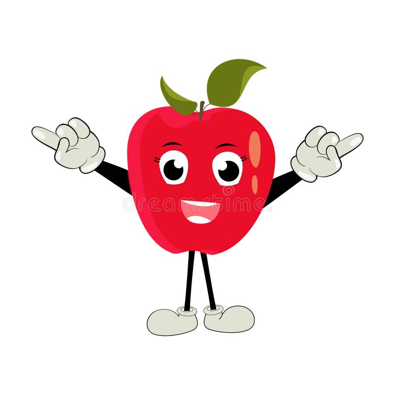 Apple Cartoon Character Illustration of a Happy Apple Character Stock ...